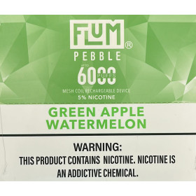 FLUM PEBBLE GREEN APPLE WATERMELON 6000 PUFFS 10CT